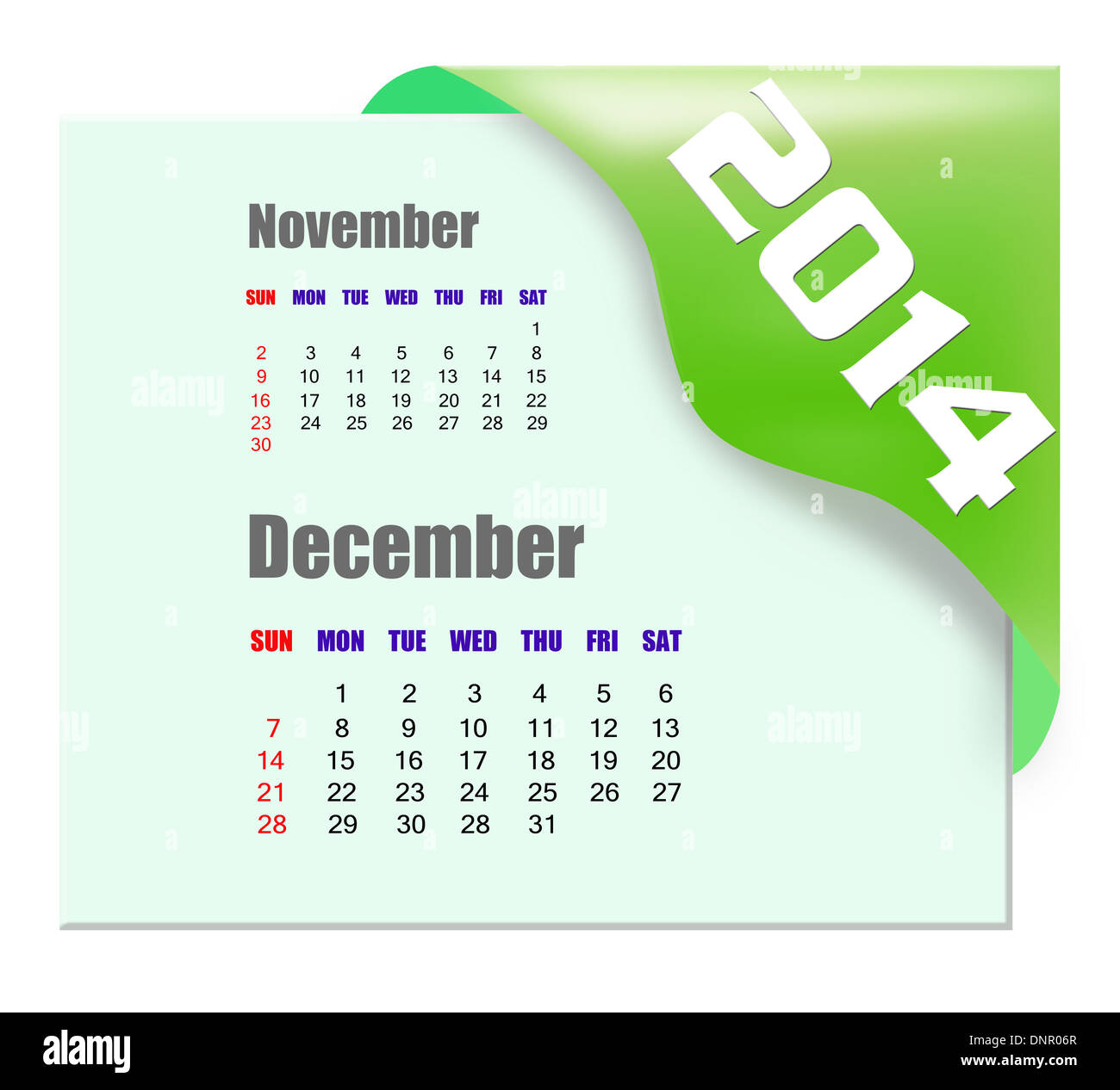 2014 December calendar Stock Photo - Alamy
