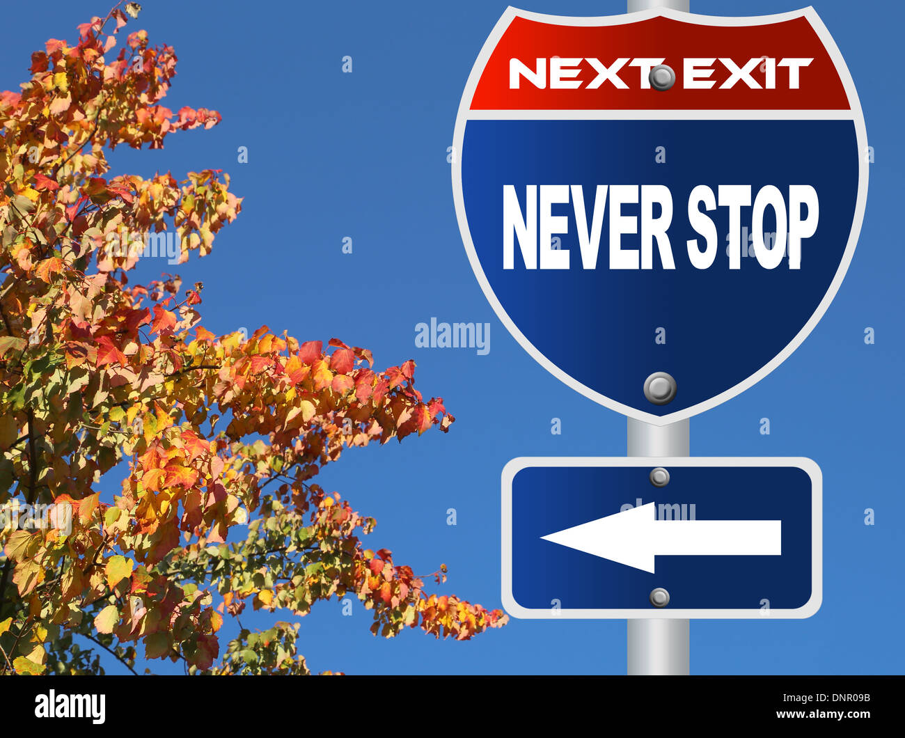 Never stop road sign Stock Photo - Alamy