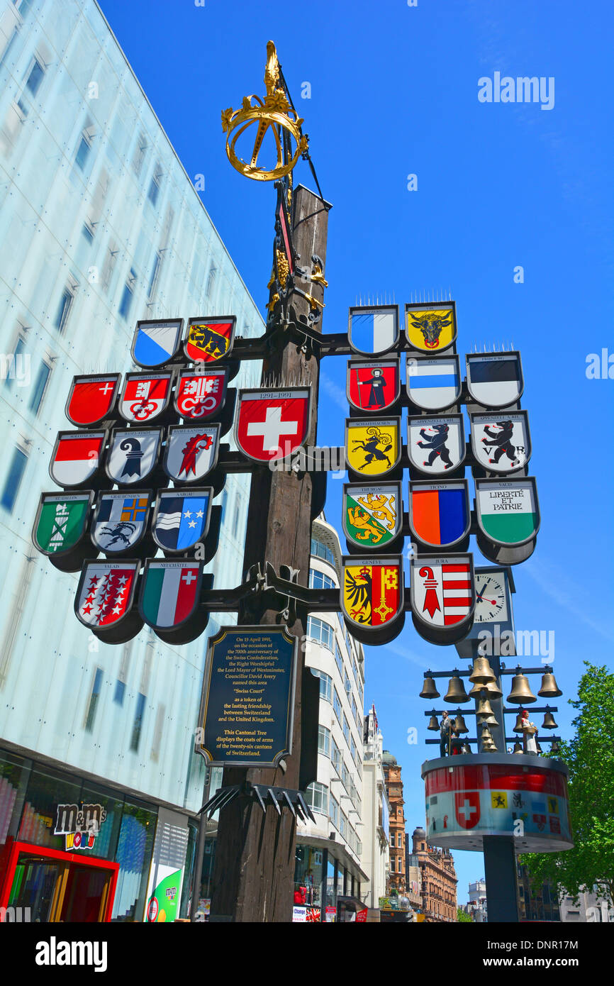 Canton tree display of twenty six Cantons of Switzerland & bells from ...