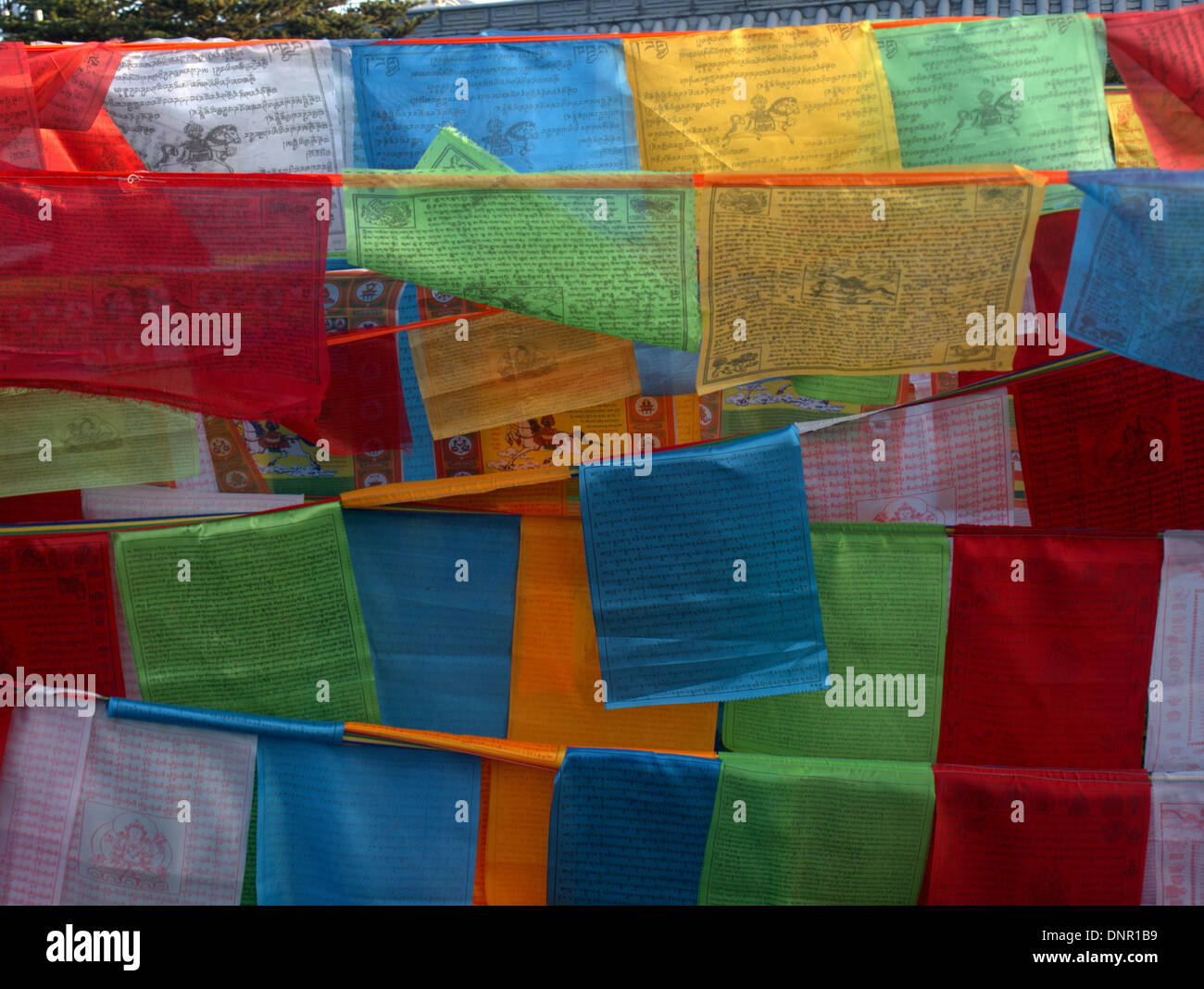 Lungta and Darchor Tibetan Buddhist prayer flags in Tibet, China Stock ...