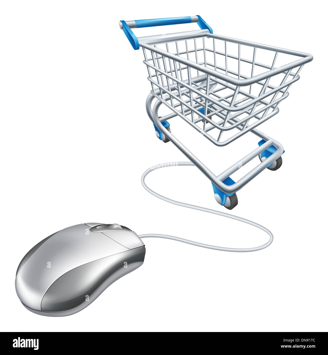 Computer mouse shopping cart illustration, a concept for internet ...