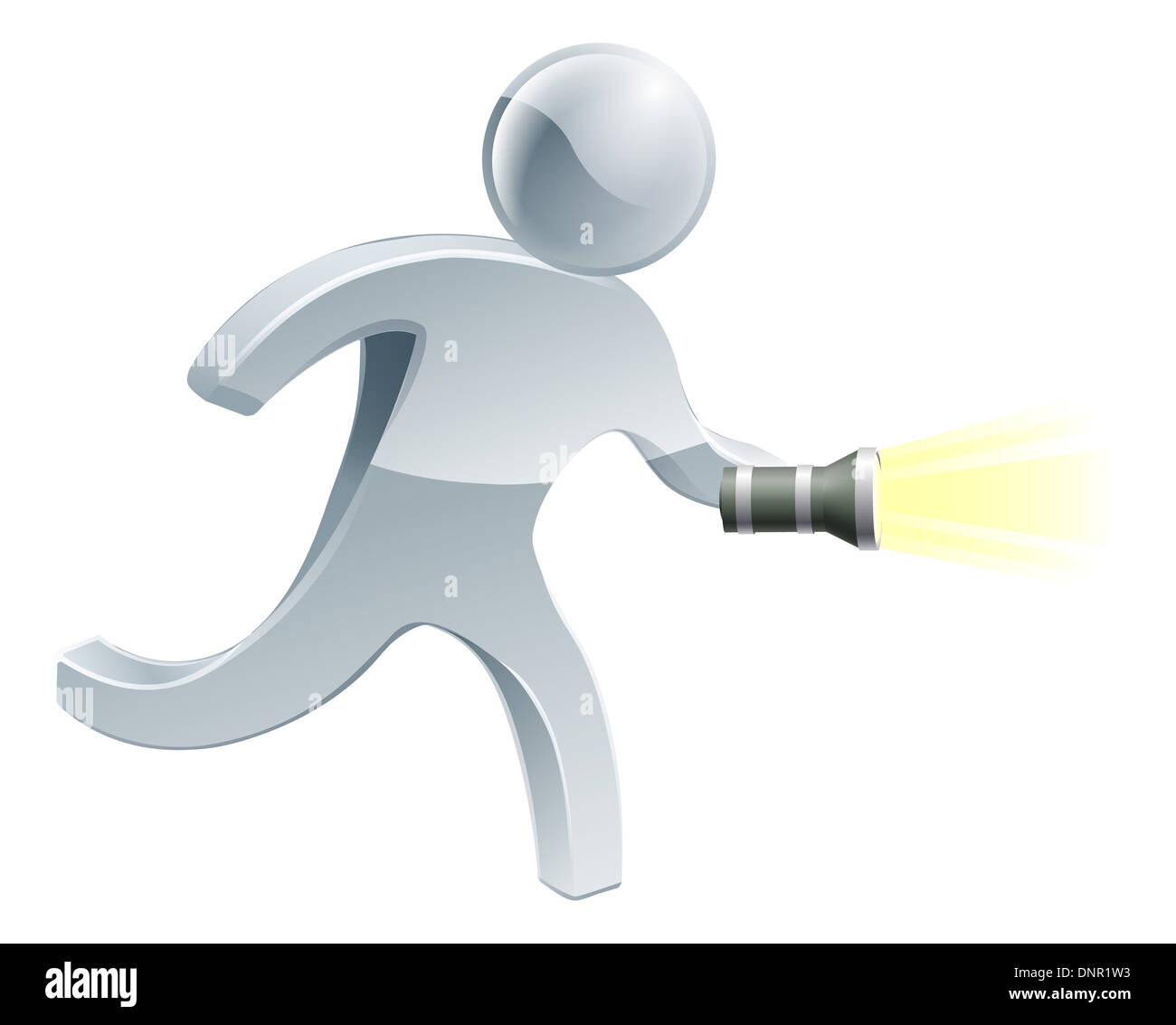 Searching flashlight man looking for something with a torch Stock Photo ...