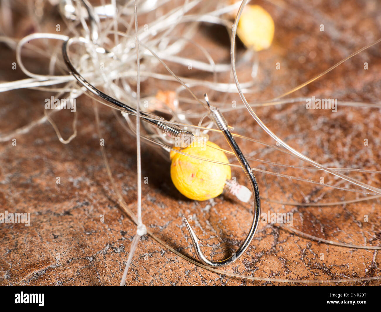 Hooks for fishing. Macro shot. Natural look Stock Photo - Alamy