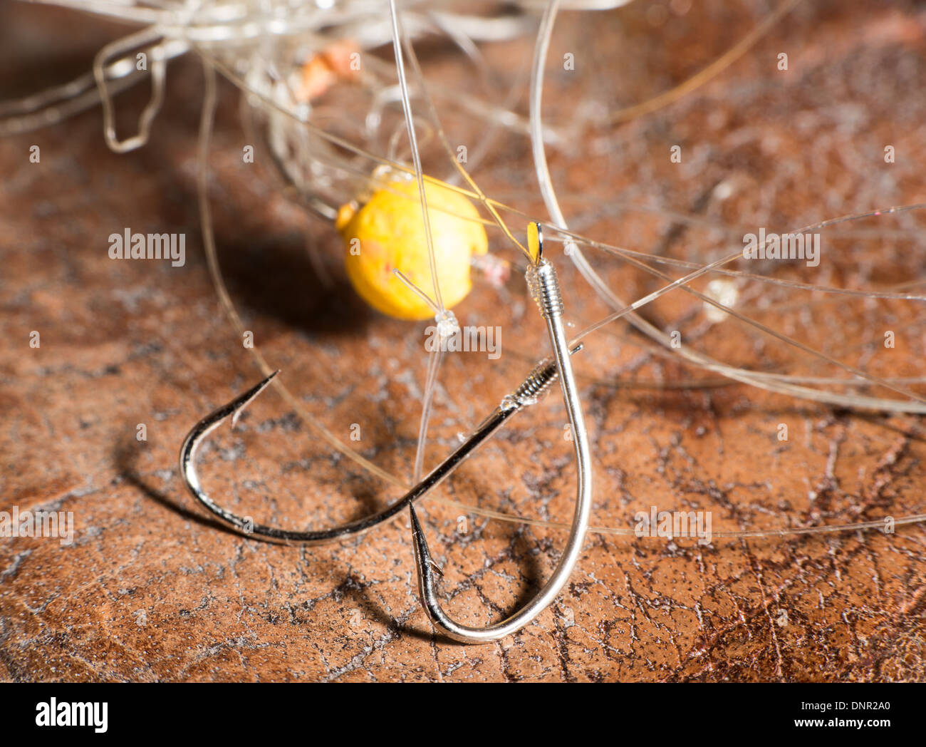 Hooks for fishing. Macro shot. Natural look Stock Photo - Alamy