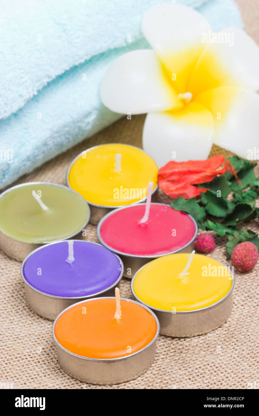 Colorful Candles Spa concept Stock Photo - Alamy