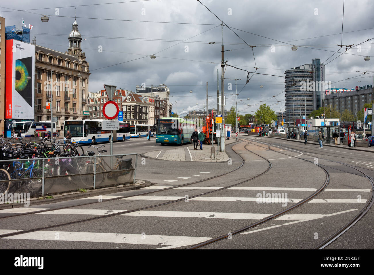 Transport infrastructure in the city centre of Amsterdam in Holland ...