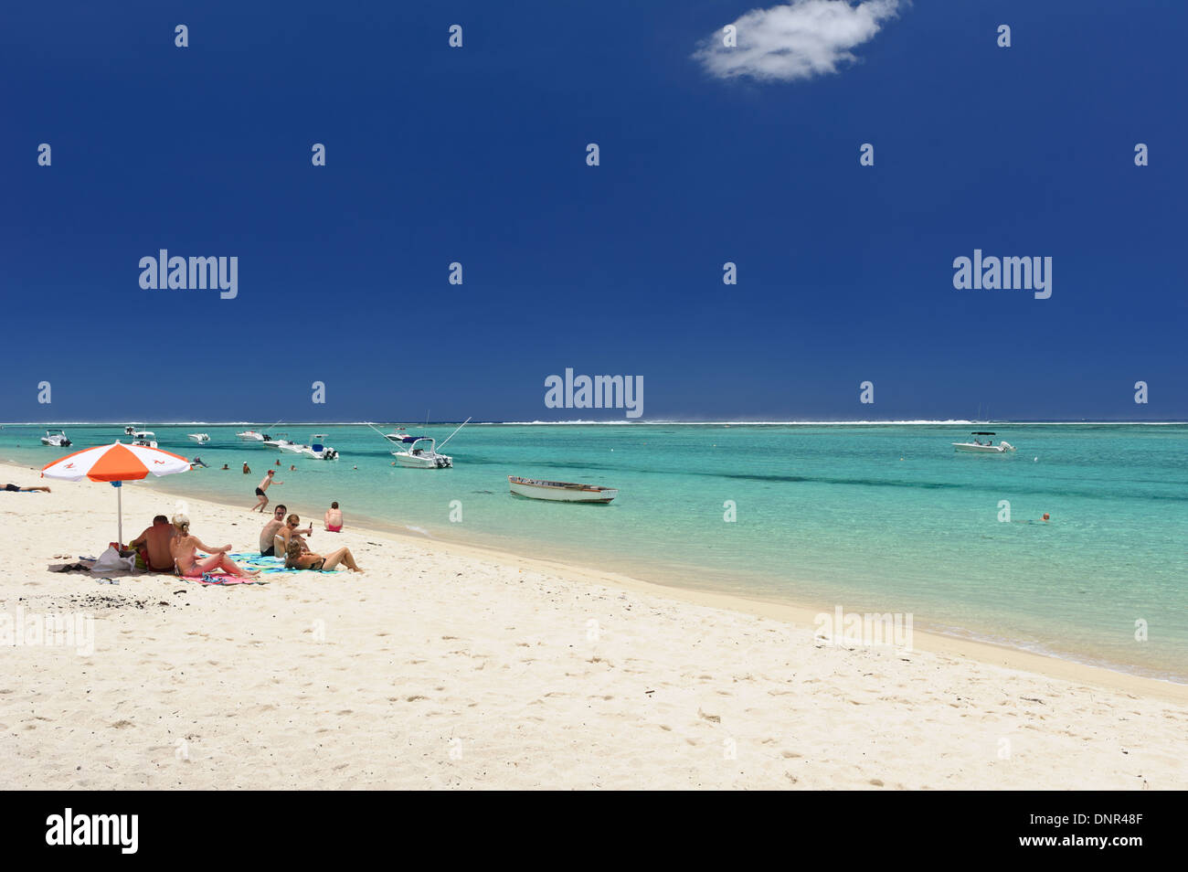 Sandy beach and turquoise water of Mauritius Stock Photo - Alamy