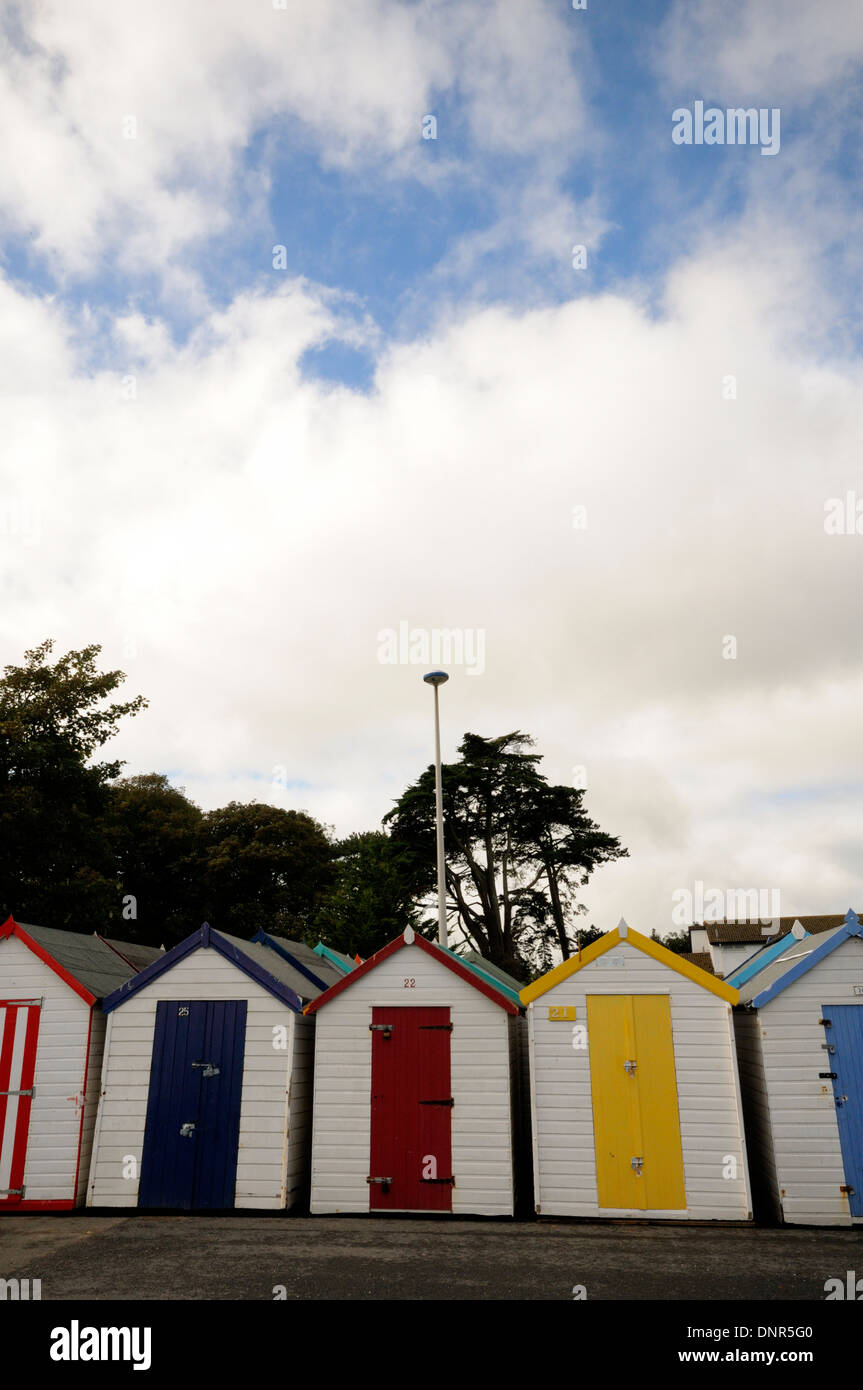 Beach Huts Parked up for Winter Season at Goodrington Sands Car Park in ...