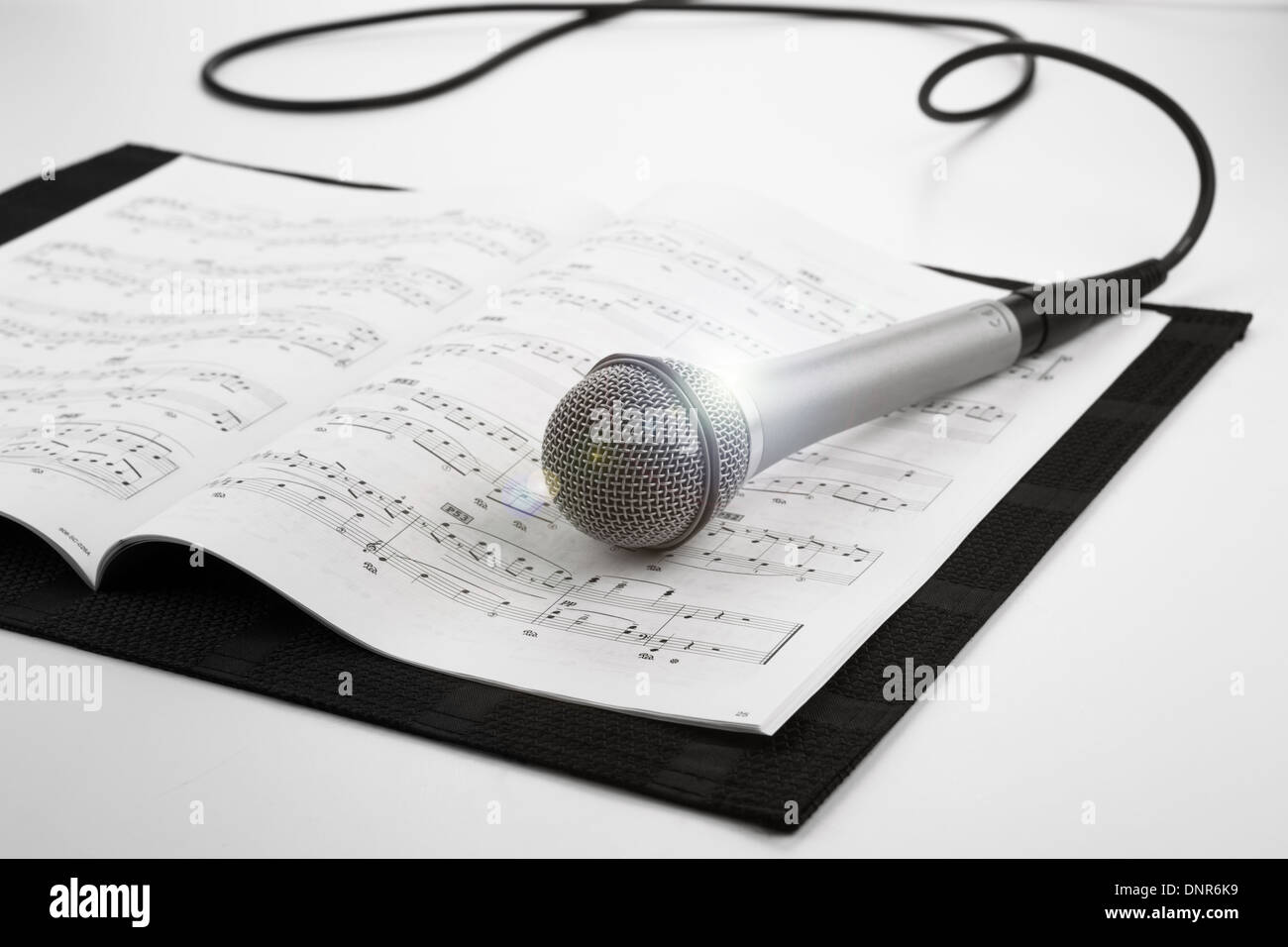 microphone lying on the musical book close-up Stock Photo - Alamy