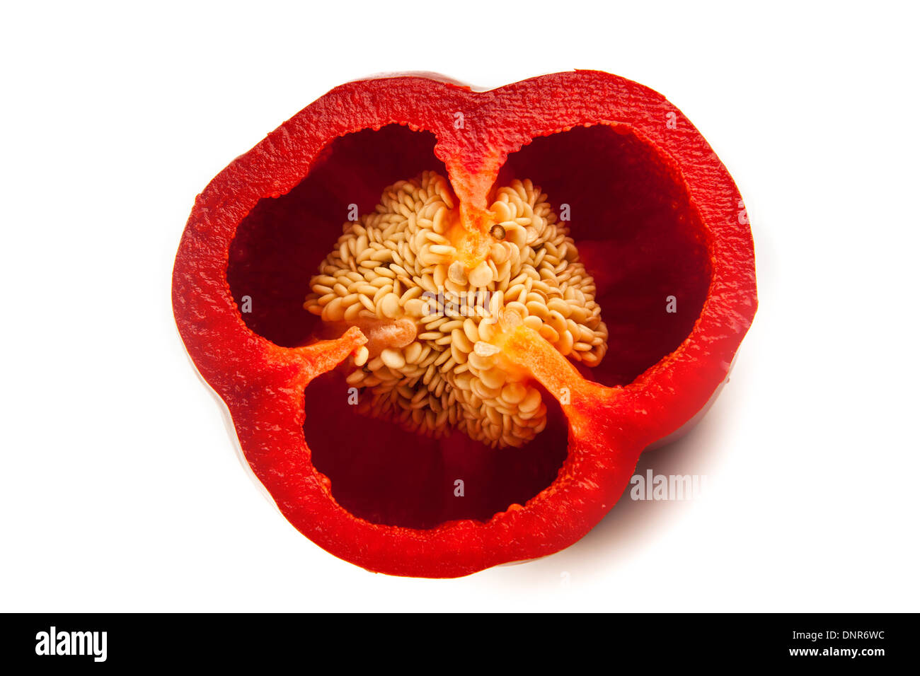 large red chopped pepper on white background Stock Photo - Alamy