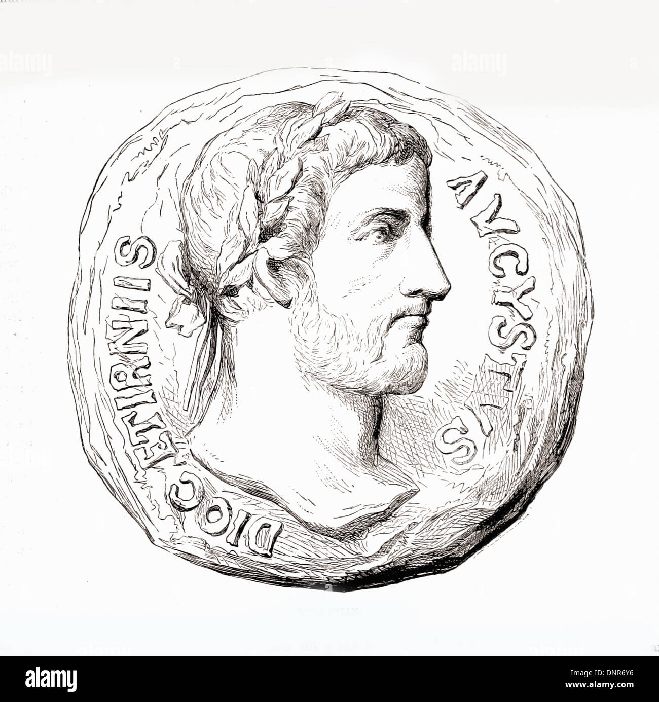 Portrait of DOCLETIAN - British engraving XIX th Century Stock Photo ...