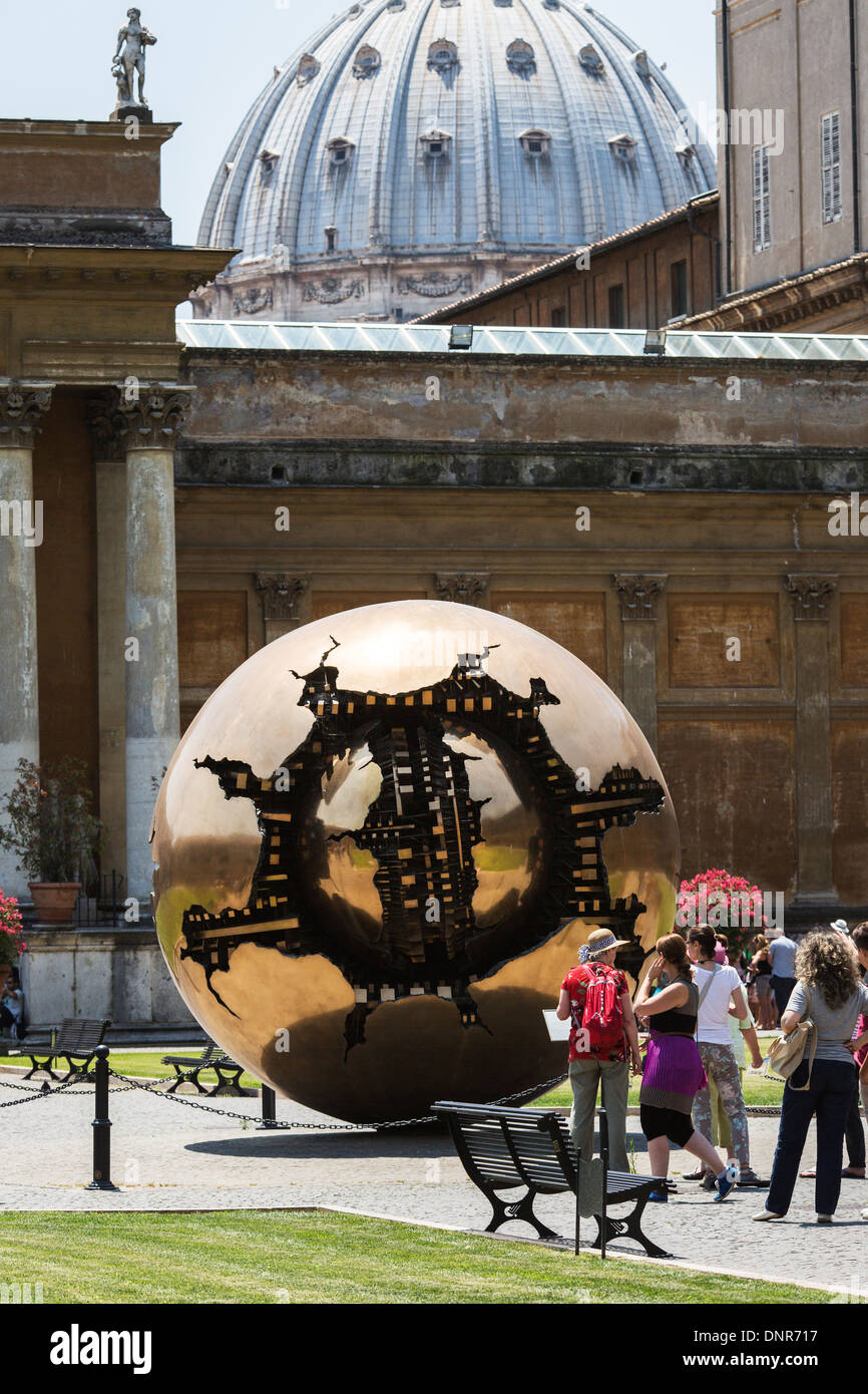 Modern sphere sculpture in grounds of the Vatican Museums, Vatican City ...
