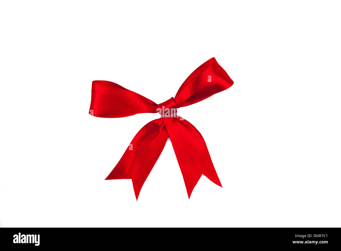 Red ribbon by bow isolated Stock Photo - Alamy
