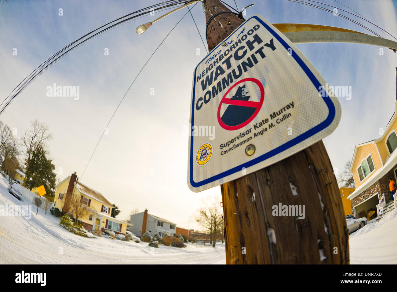Merrick, New York, U.S. January 3, 2014. Neighborhood Watch Community ...