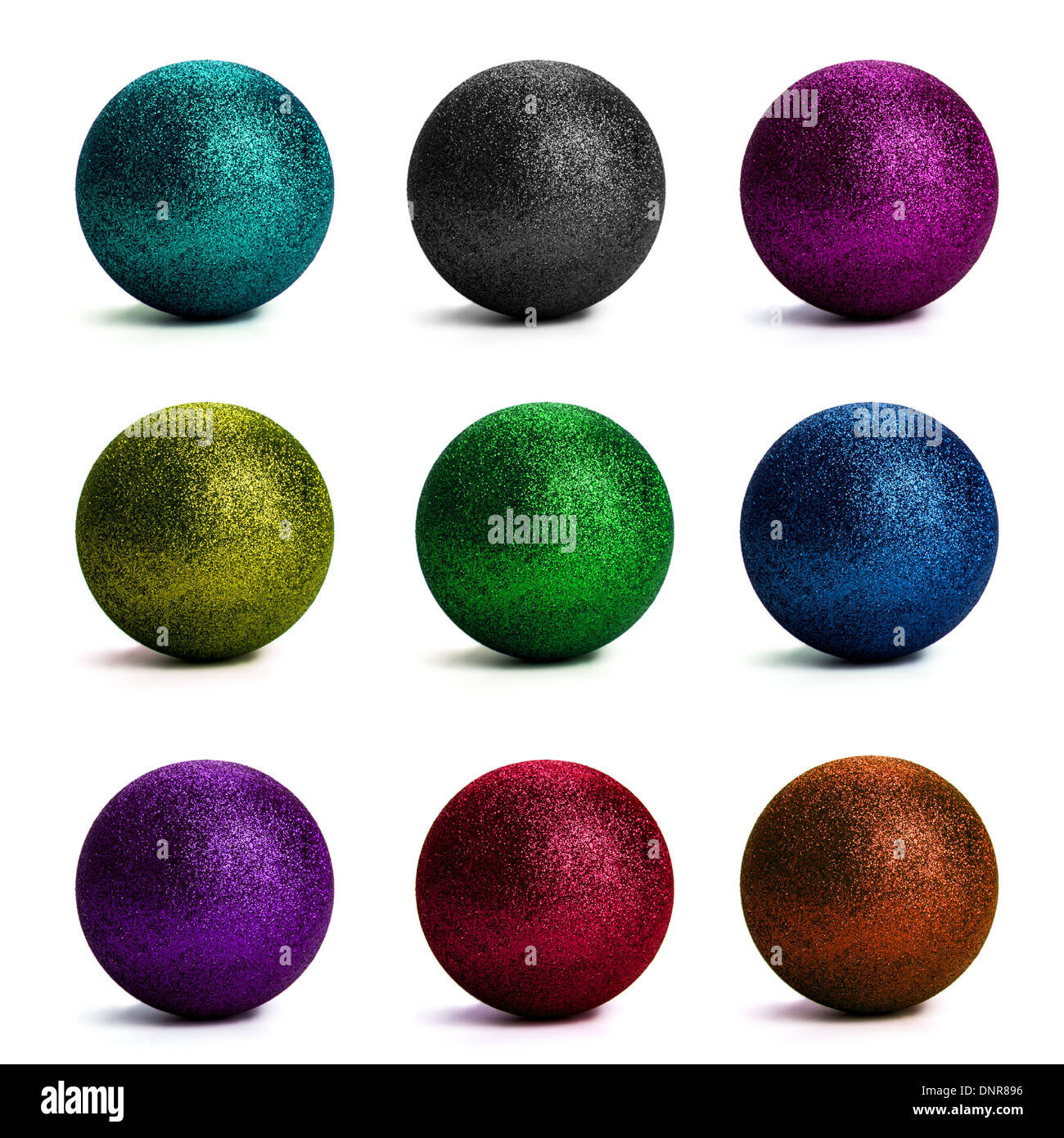 tinsel balls set on white background Stock Photo - Alamy
