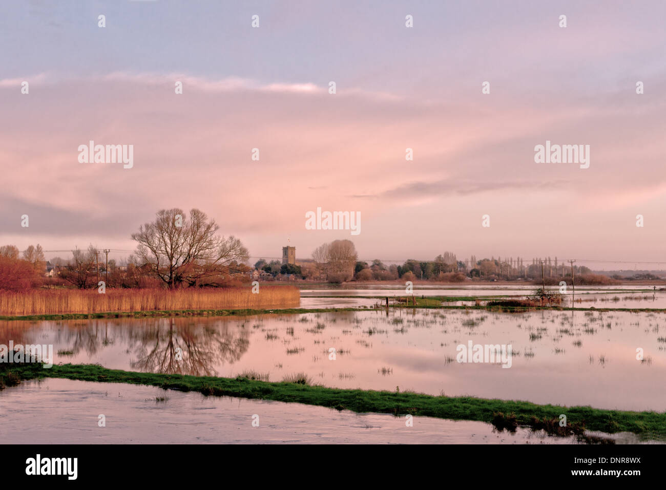Landscape View Of Flooded Fields Surrounding Wareham Village Caused By ...