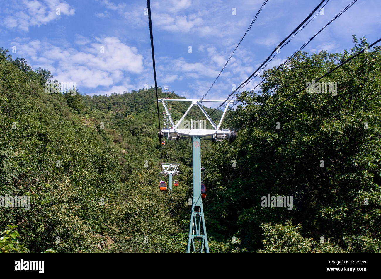 Cable Car up the Great Wall at Mutianyu Area in Bejing, China Stock ...