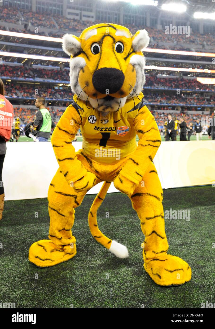 Arlington, TX, USA. 03rd Jan, 2014. Missouri mascot Truman the Tiger ...