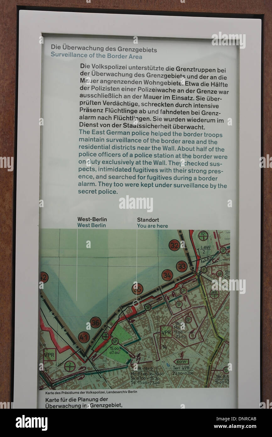 Information panel 1984 map outlining surveillance of border area by ...
