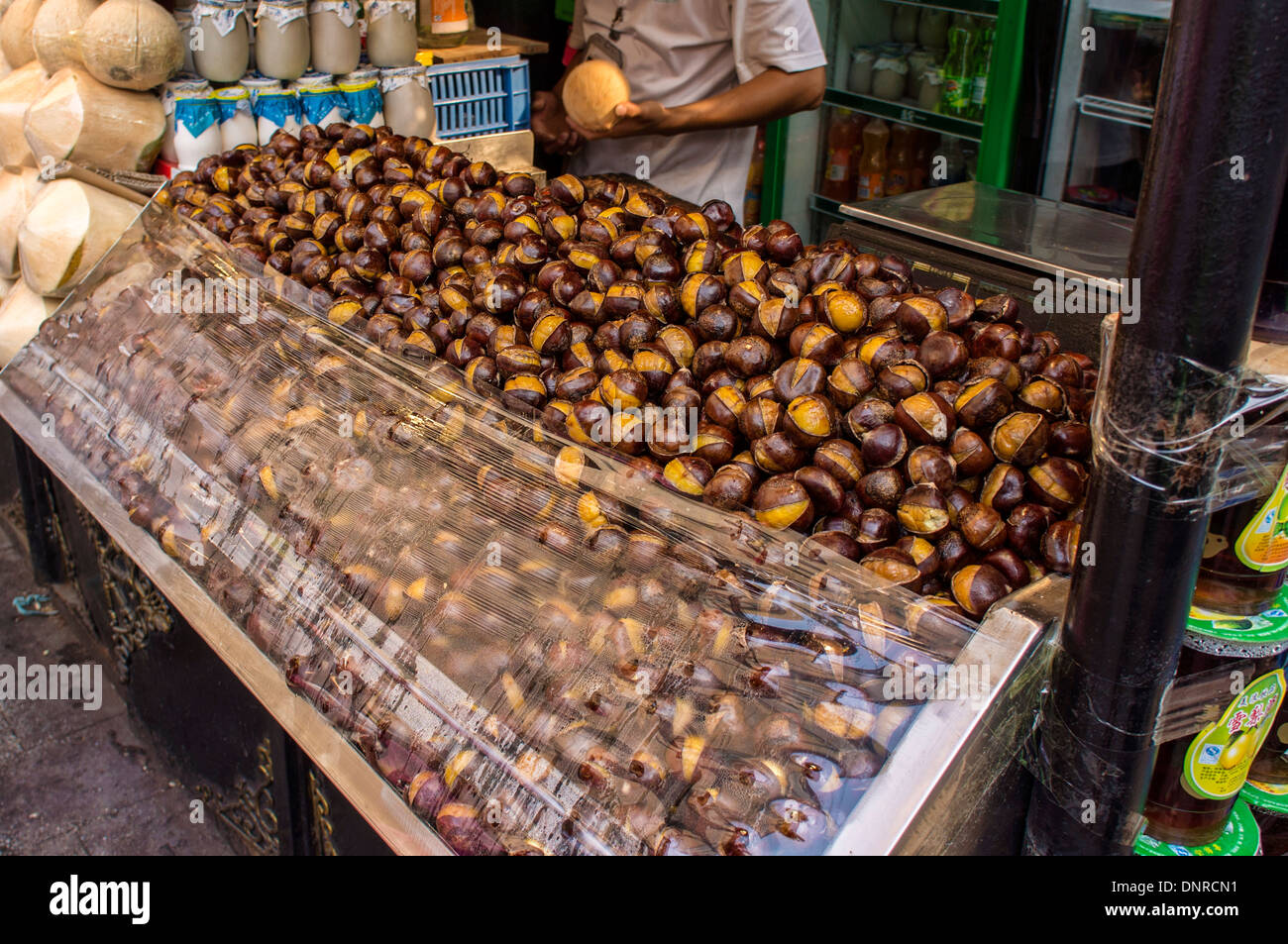Display of Chinese Chestnut in Wangfujing Street in Bejing, China Stock ...