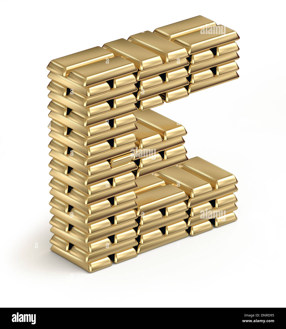 Letter E from gold bars Stock Photo - Alamy