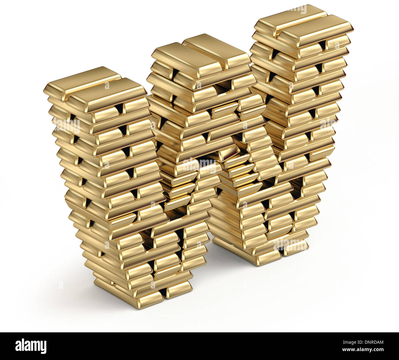 Letter W from gold bars Stock Photo - Alamy