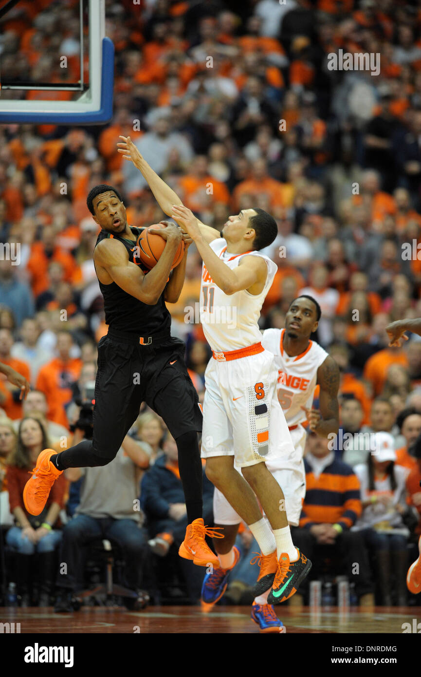 Syracuse, NY, USA. 4th Jan, 2014. Jan 4, 2014: Miami Hurricane guard ...