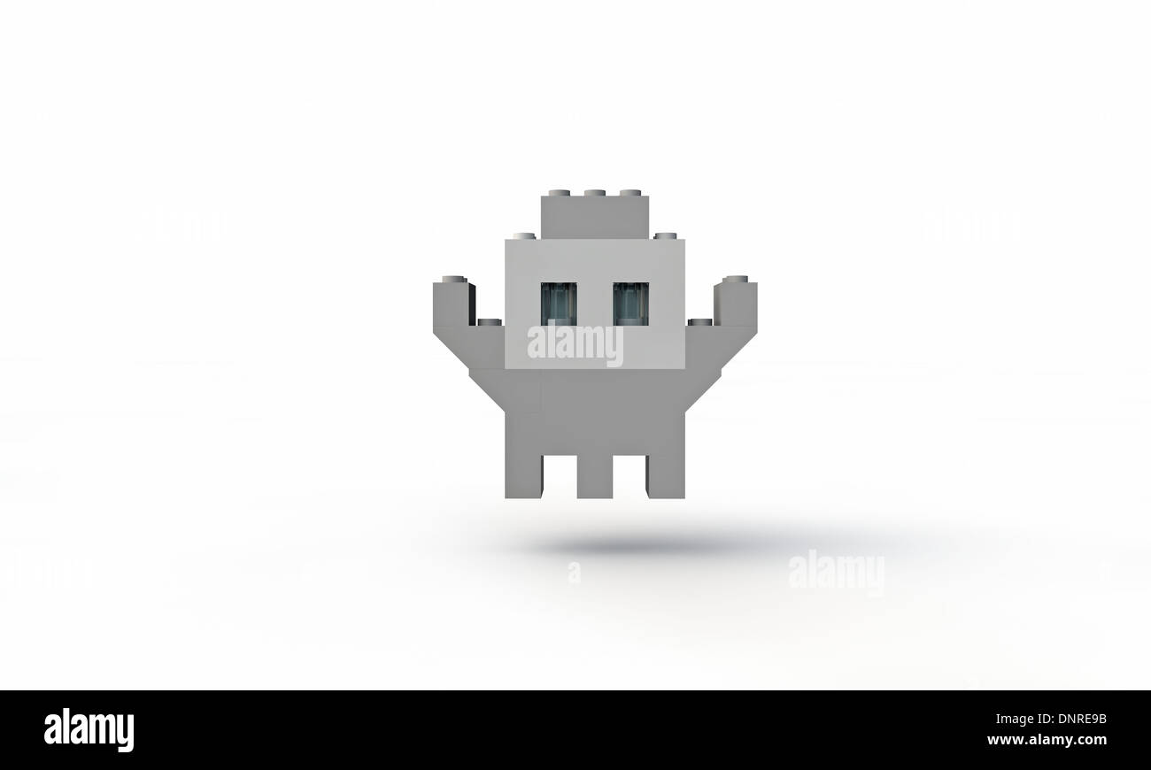 little ghost toy made with plastic bricks isolated on white background ...