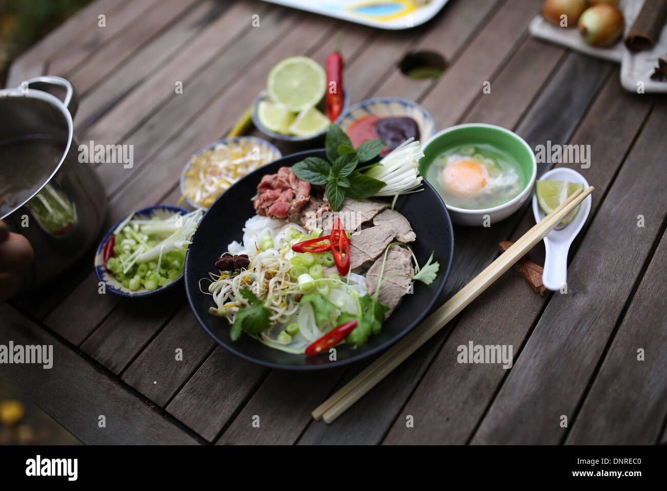 Pho, Vietnamese rice noodles Stock Photo - Alamy