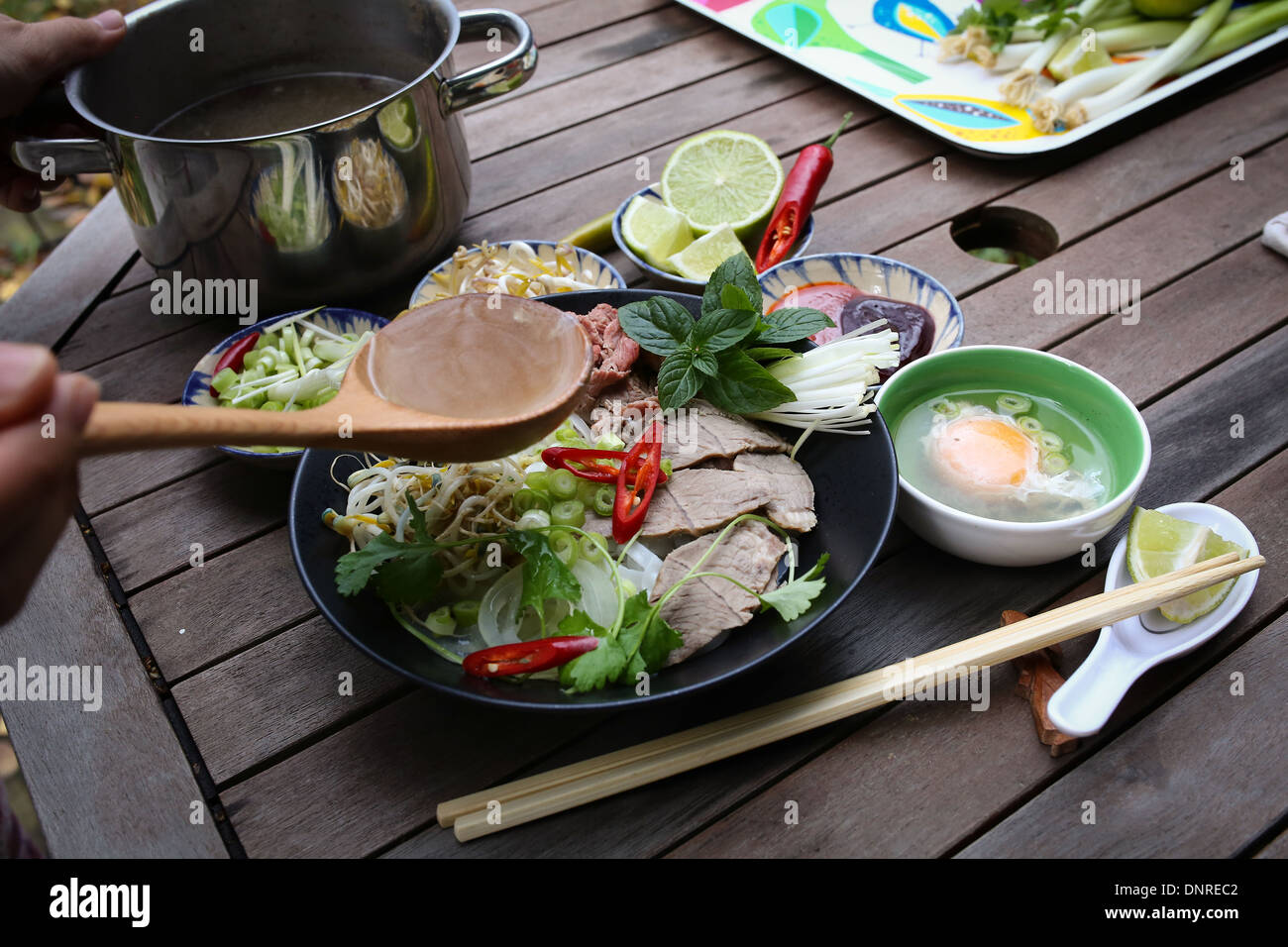 Pho, Vietnamese rice noodles Stock Photo - Alamy
