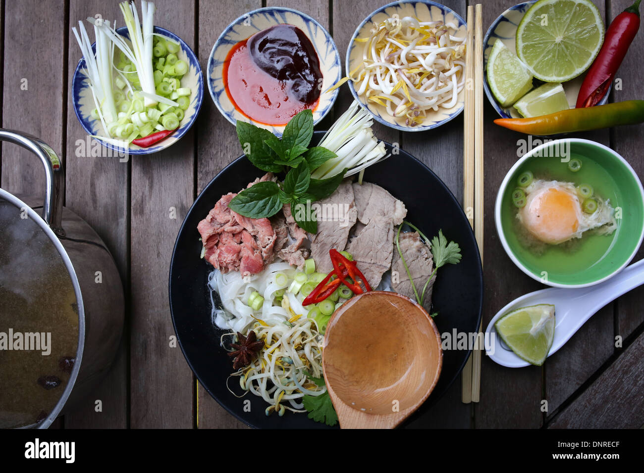 Pho, Vietnamese rice noodles Stock Photo - Alamy