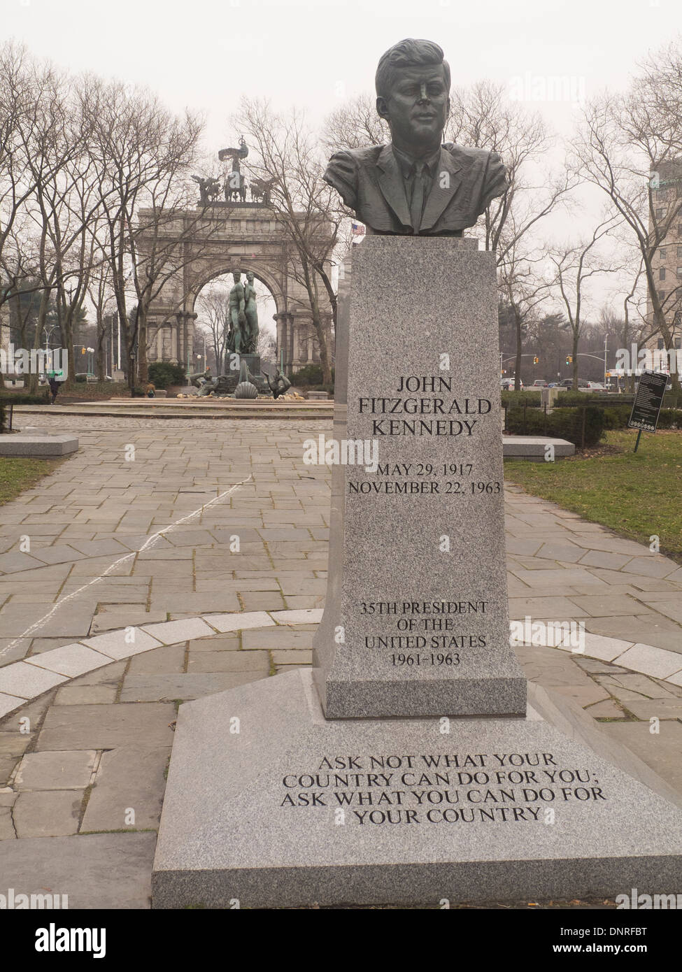 John F Kennedy Statue Grand Army Plaza Brooklyn NY Stock Photo - Alamy