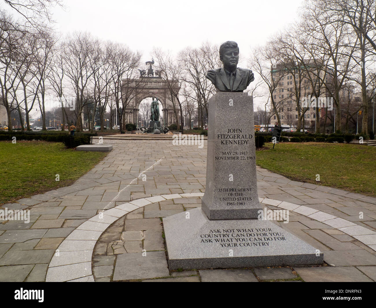 John F Kennedy Statue Grand Army Plaza Brooklyn NY Stock Photo - Alamy