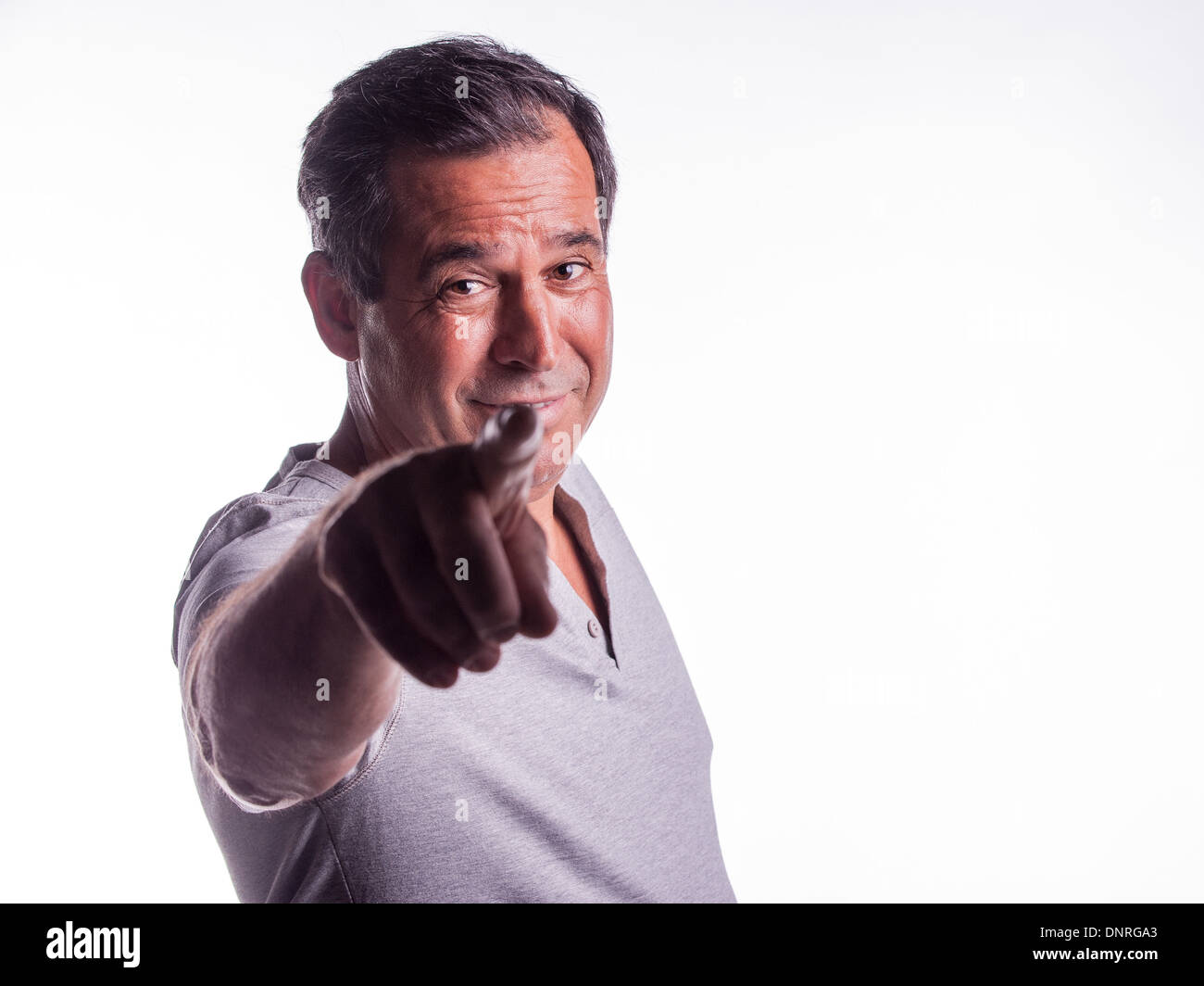 Man finger pointing forward hi-res stock photography and images - Alamy