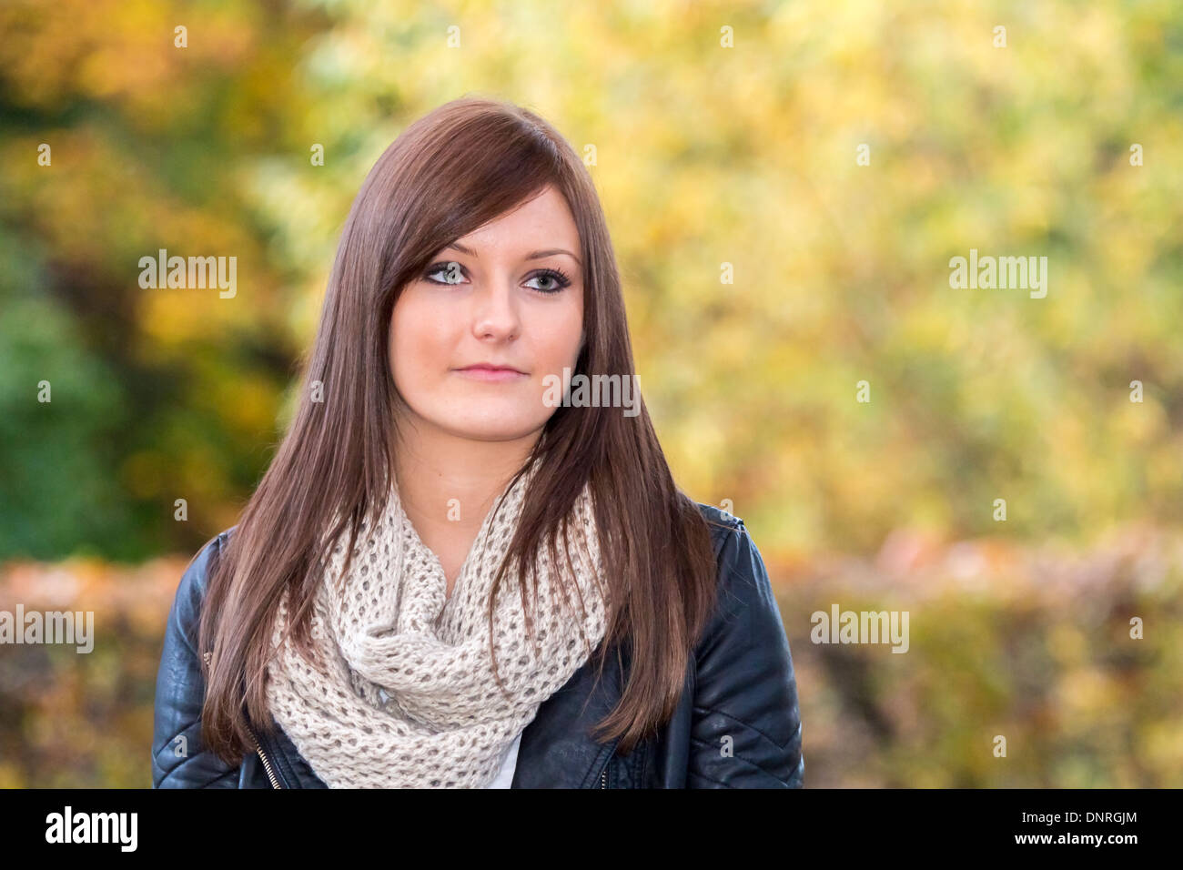 Portrait of a beautiful woman with a neutral facial expression at a ...