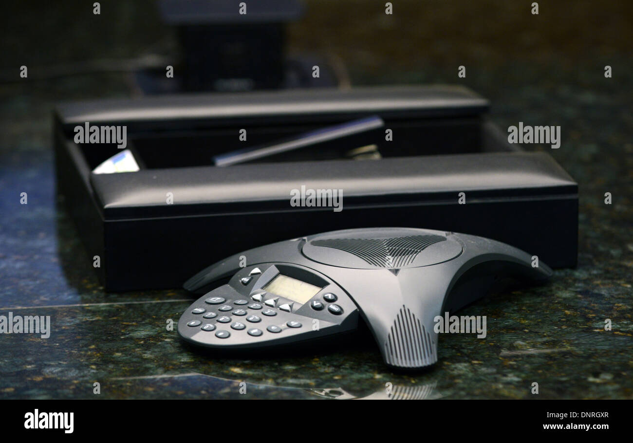 Technology for a business teleconference call in a modern office ...