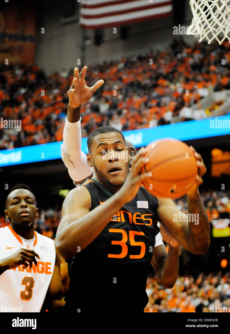 Syracuse, NY, USA. 4th Jan, 2014. Jan 4, 2014: Miami Hurricane forward ...
