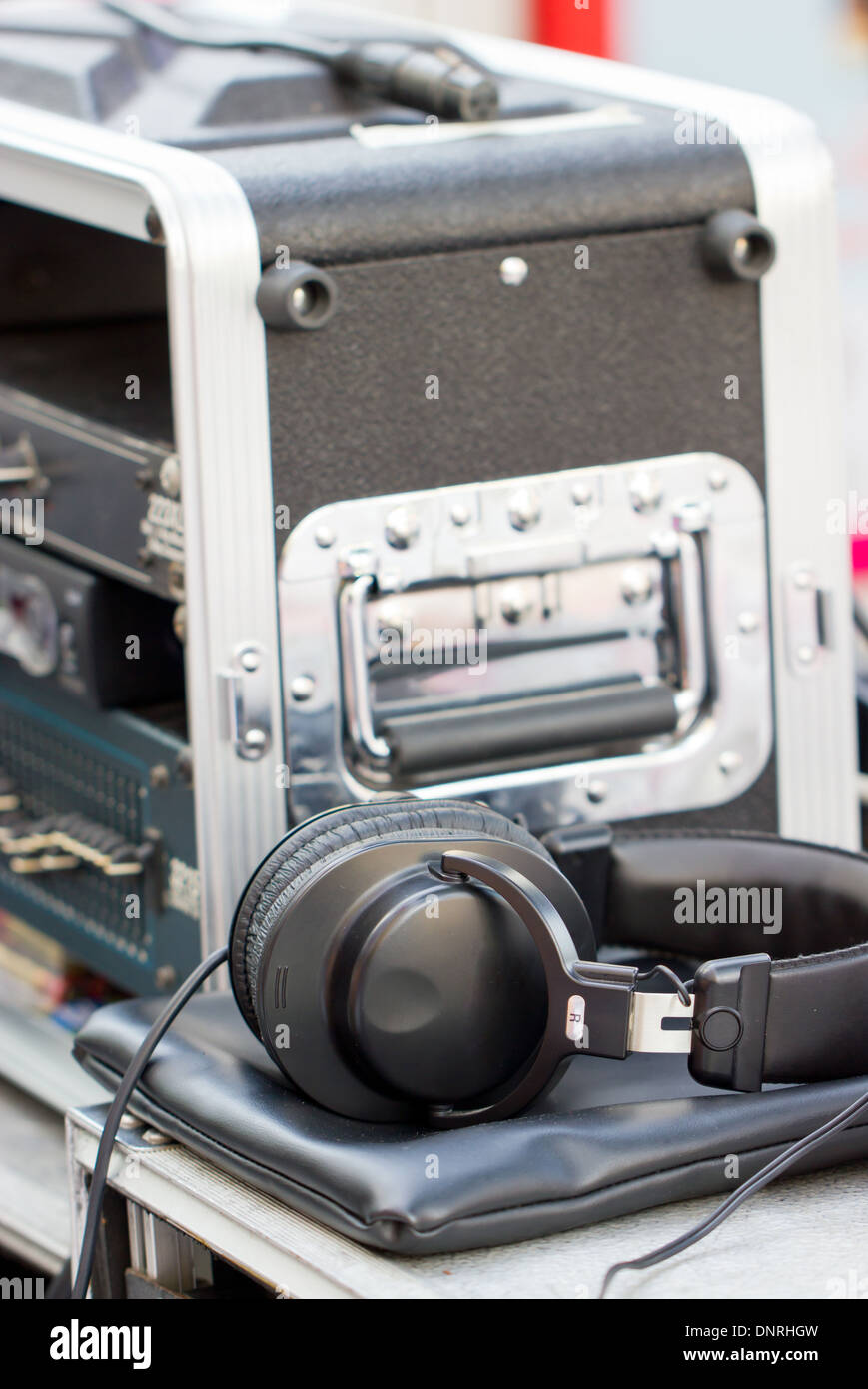 Headphones for backstage staff Stock Photo - Alamy