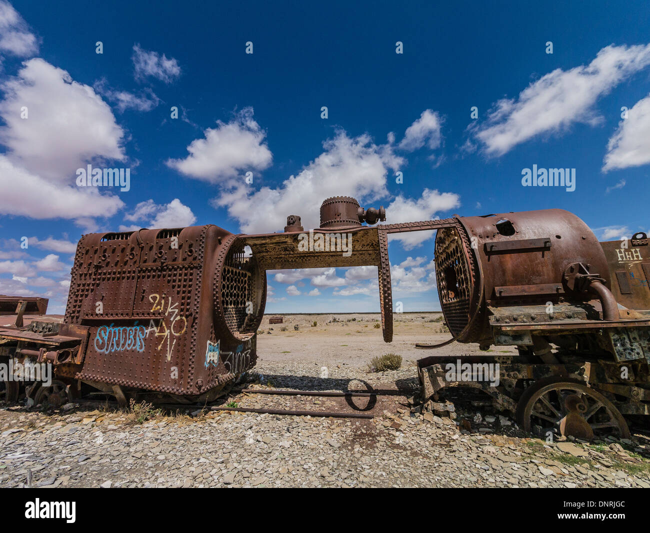 Bolivian train cemetery consisting of old steam locomotives and antique ...
