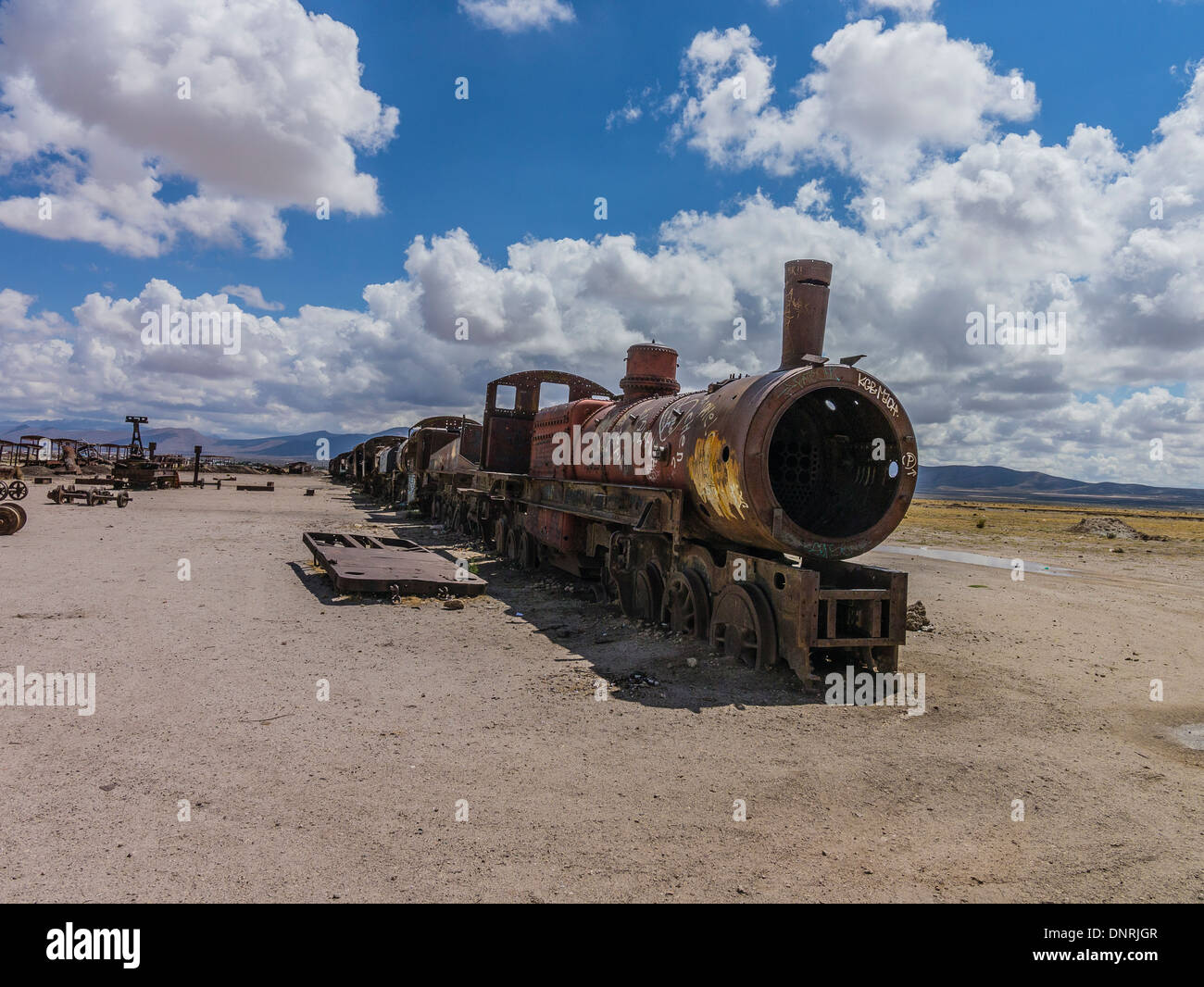 Bolivian train cemetery consisting of old steam locomotives and antique ...