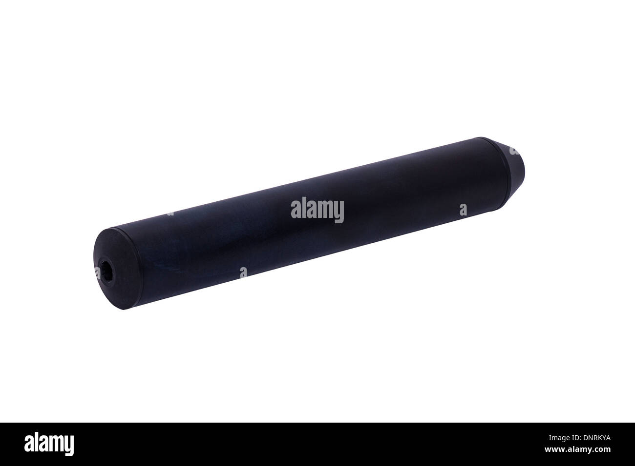 A Weihrauch moderator silencer for an air rifle on a white background ...