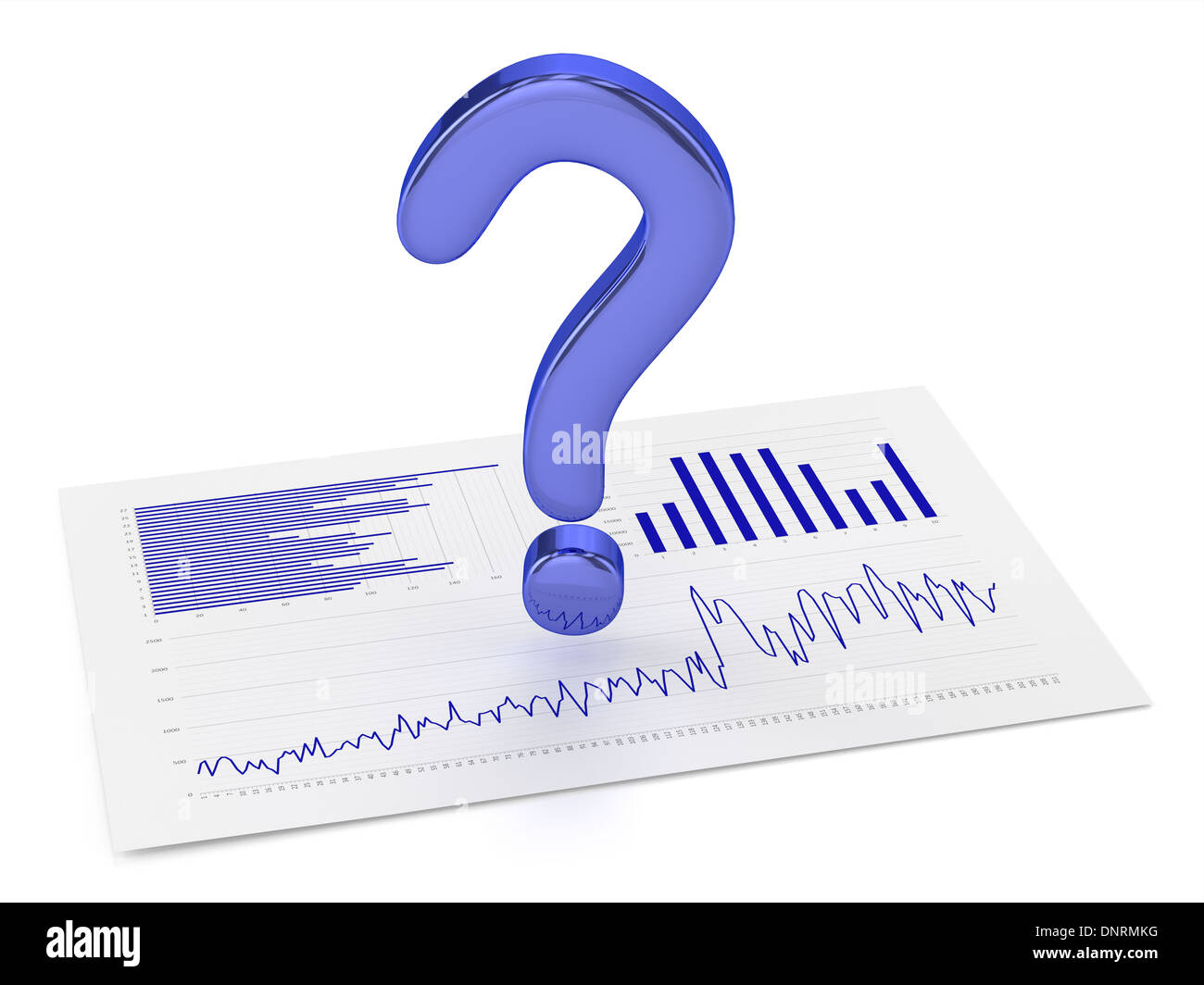 Blue Question Point and Charts - On White Background Stock Photo - Alamy