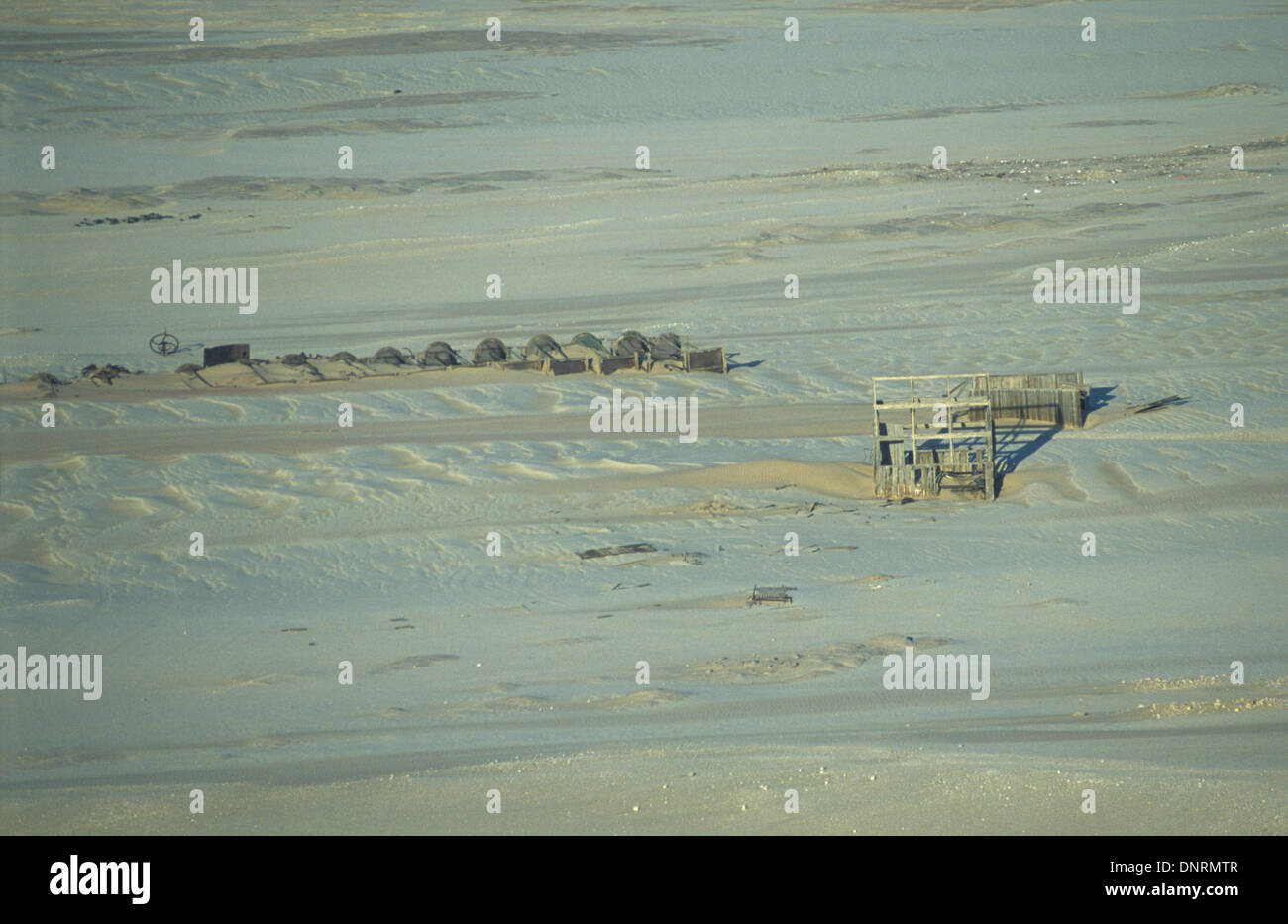 Aerial view of old abandoned diamond mine, Conception Bay, Namibia ...