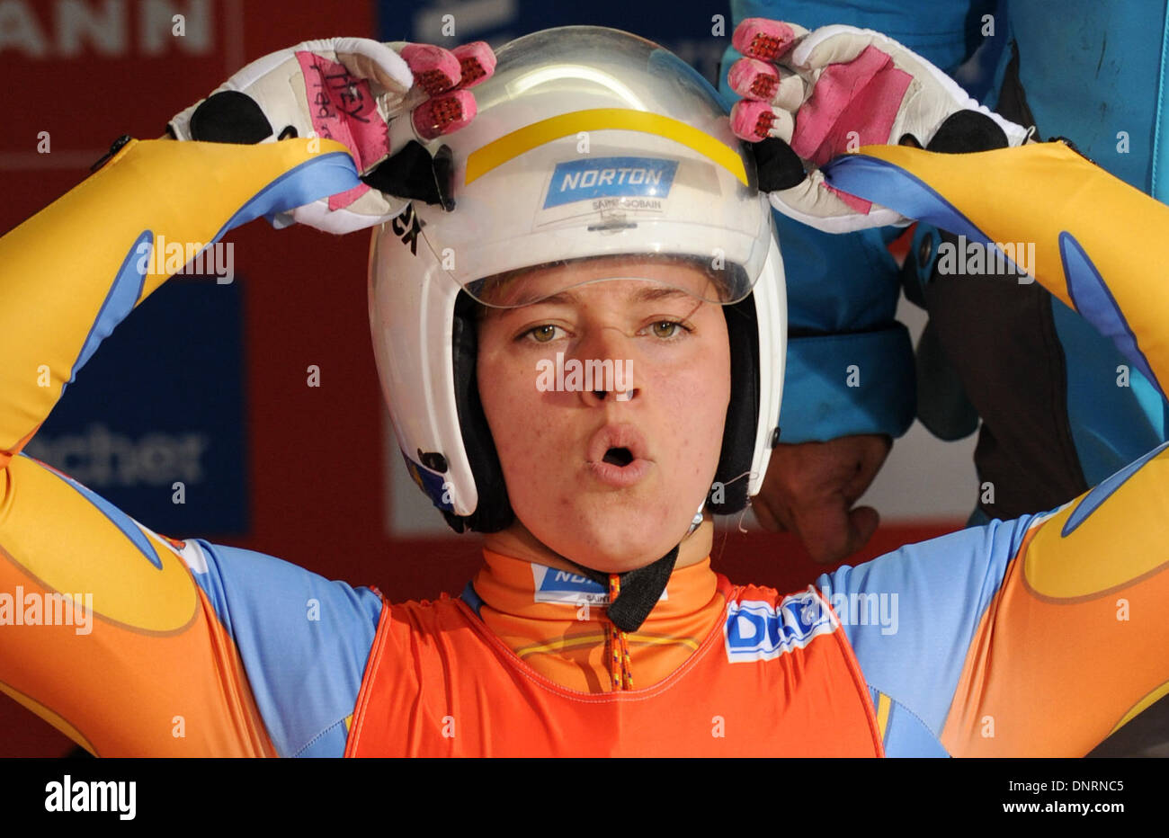 Koenigssee, Germany. 04th Jan, 2014. US luger Kate Hansen prepares to ...
