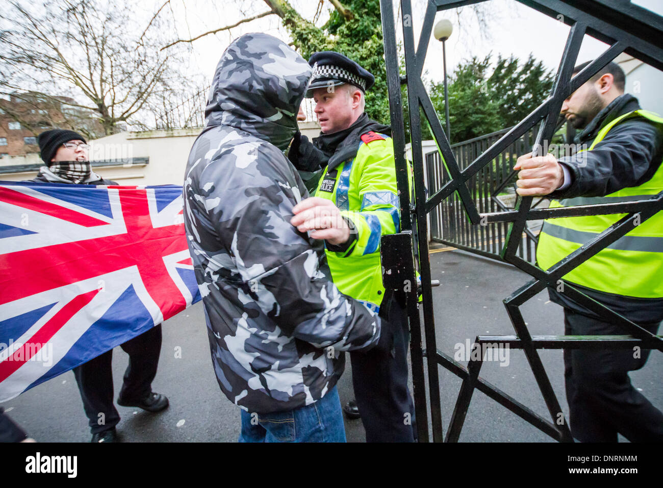English Defence League (EDL) march on Regents Park Mosque in London ...