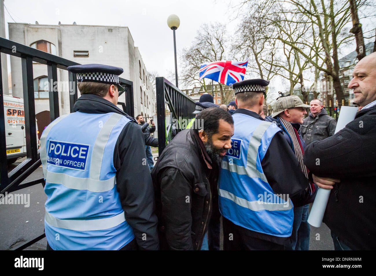 English Defence League (EDL) march on Regents Park Mosque in London ...