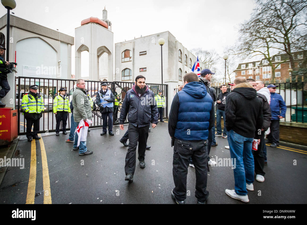English Defence League (EDL) march on Regents Park Mosque in London ...