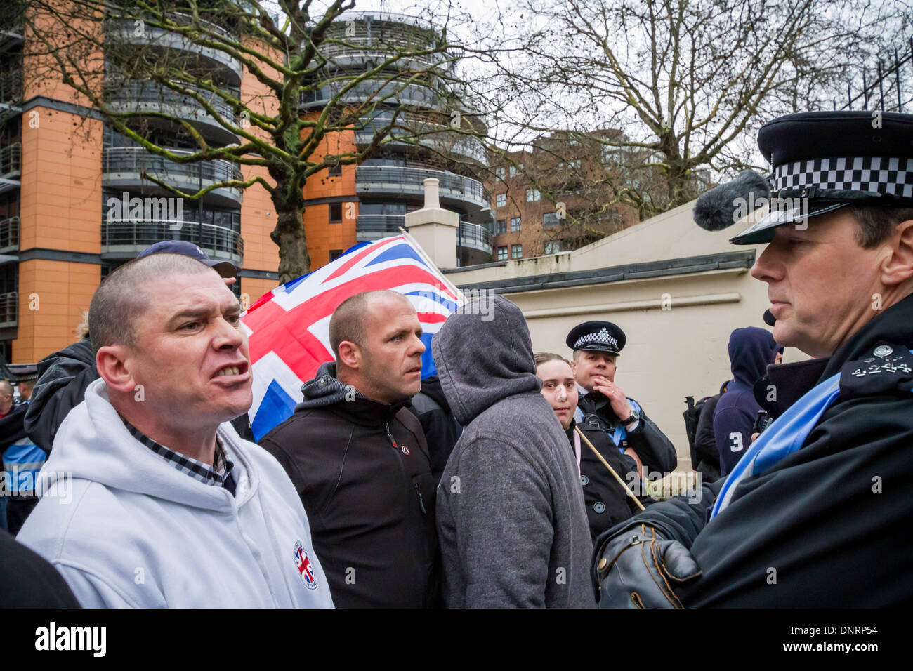English Defence League (EDL) march on Regents Park Mosque in London ...