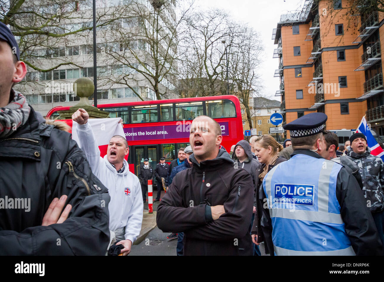 English Defence League (EDL) march on Regents Park Mosque in London ...