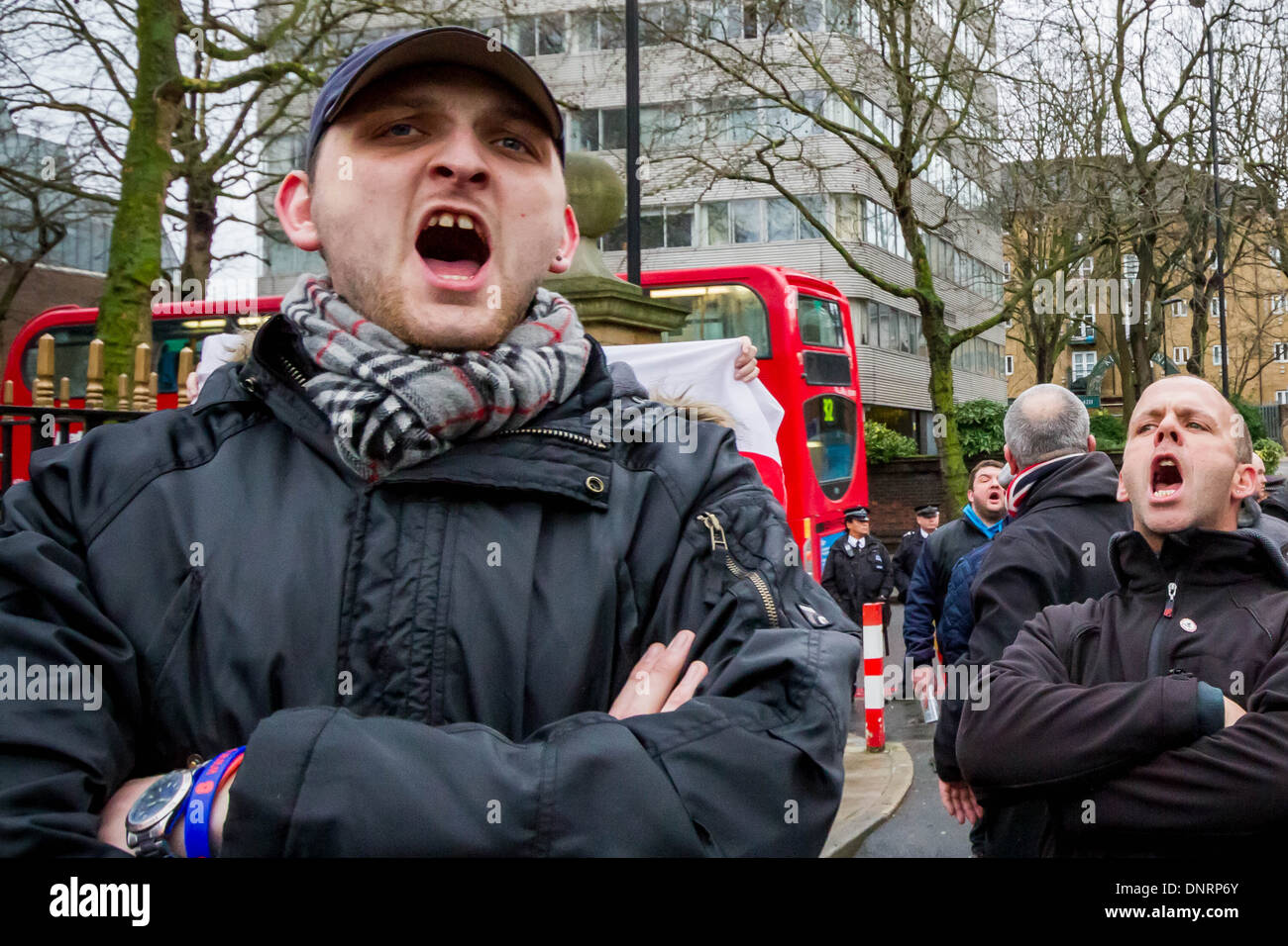 English Defence League (EDL) march on Regents Park Mosque in London ...